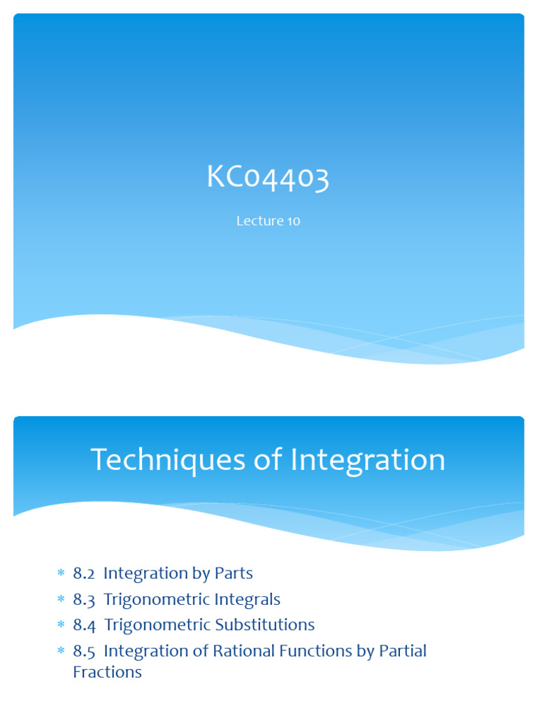 Chapter 8 Technique of Integration | PDF | Trigonometric Functions | Trigonometry