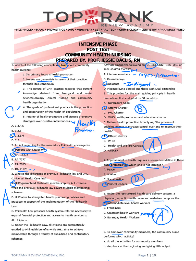 POST TEST CHN PROF. DACLIS SC .Docx 1 | PDF | Nursing | Health Care