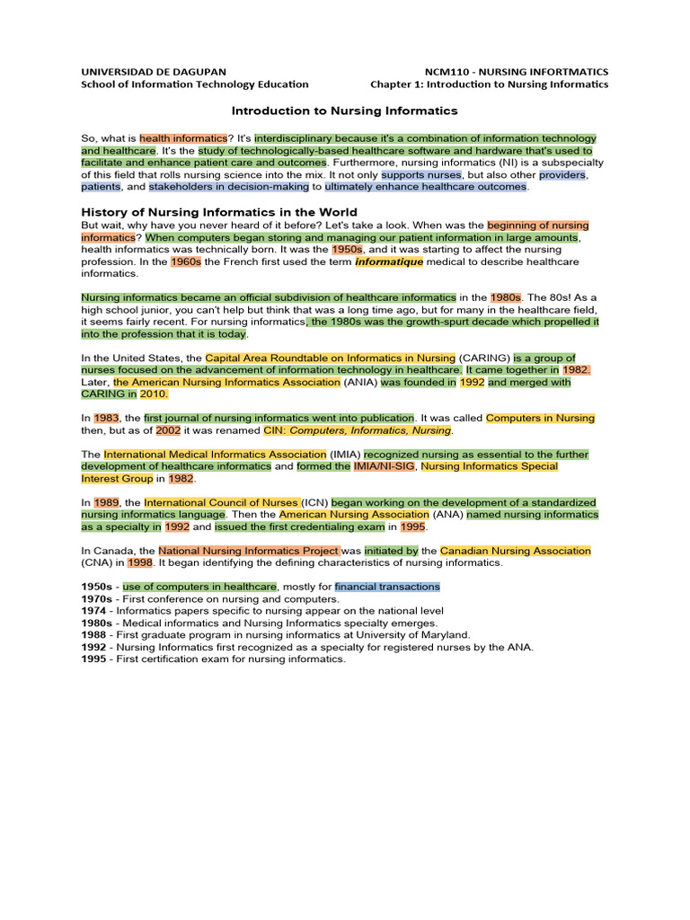 Introduction to Nursing Informatics | PDF | Health Informatics | Nursing