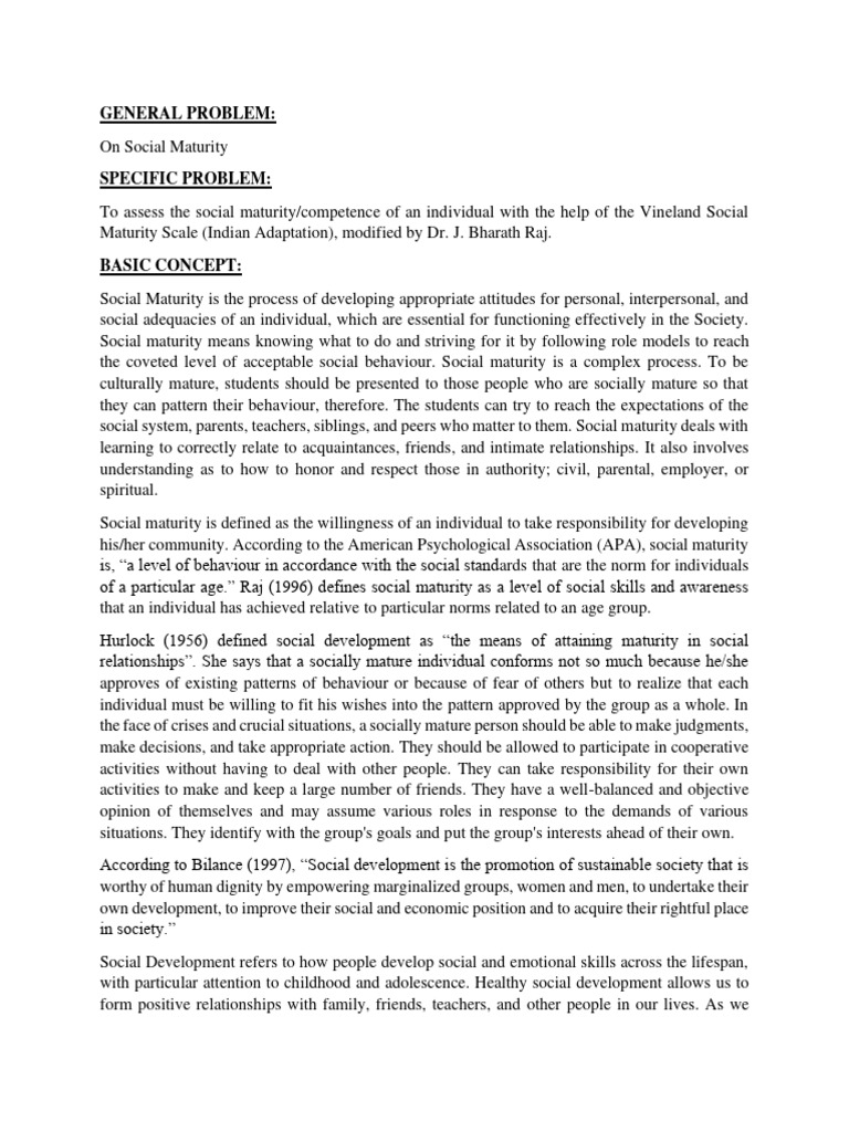 Vineland Social Maturity Scale Practical Introduction - Writeup-1 | PDF ... Vineland Social Maturity Scale Practical Introduction - Writeup-1 | PDF ...