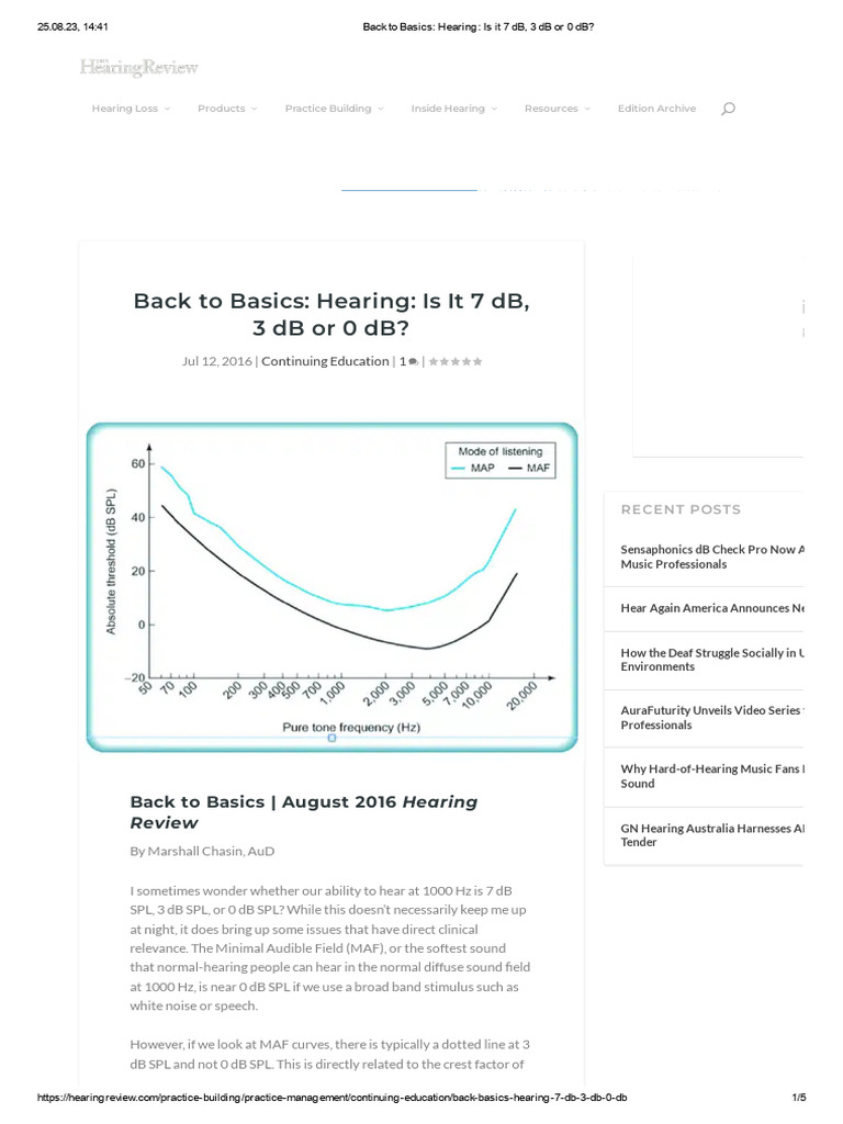 Minimum Audibility Curve Explained | PDF | Headphones | Audiology