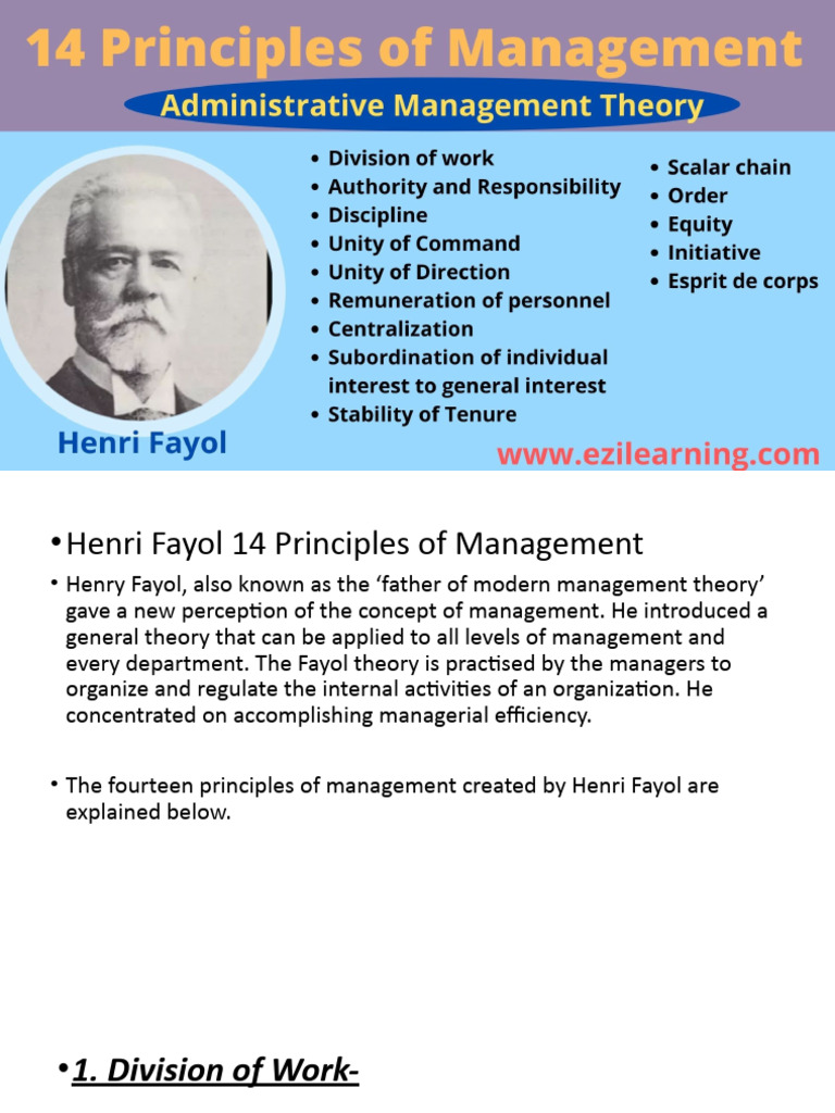 Henri Fayol Principles of Management | PDF | Employment | Disciplines