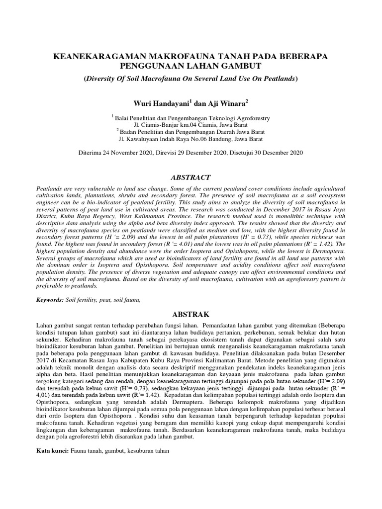 Diversity of Soil Macrofauna On Several 188d2564 | PDF | Biodiversity ...
