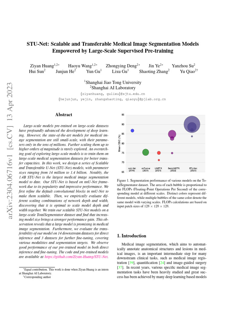 STU-Net: Scalable and Transferable Medical Image Segmentation Models Empowered by Large-Scale ...