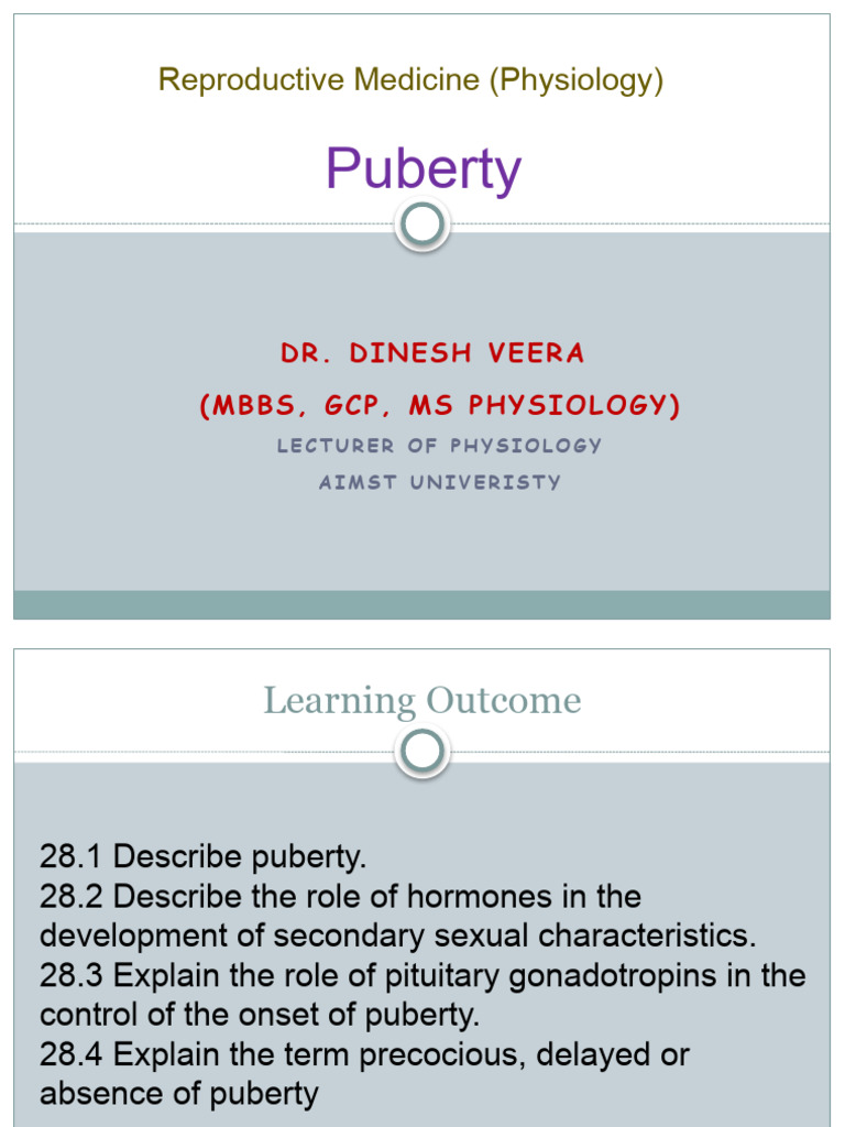 Puberty Physiology Dr Dinesh Pdf Puberty Luteinizing Hormone