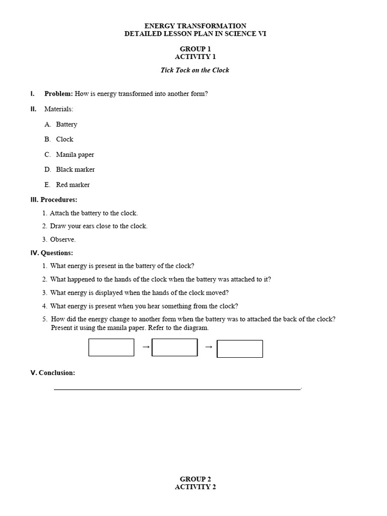 Energy Transformation Lesson Plan | PDF | Manufactured Goods | Electricity