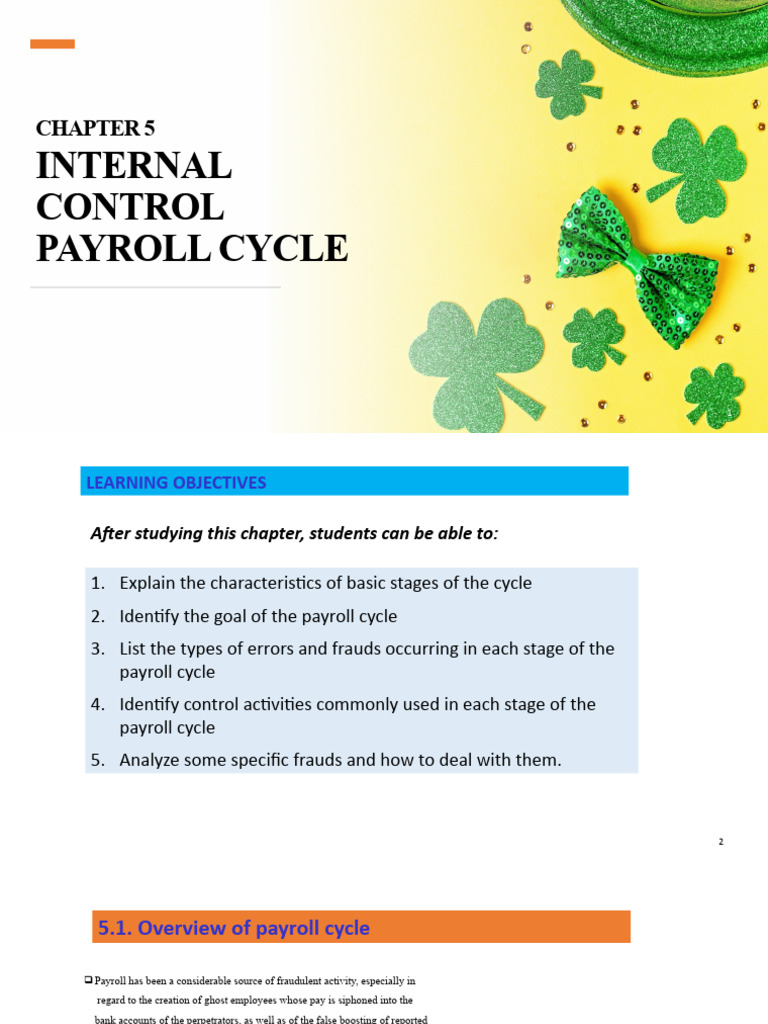 Chapter 5 Internal Control Payroll Cycle | PDF | Payroll | Salary