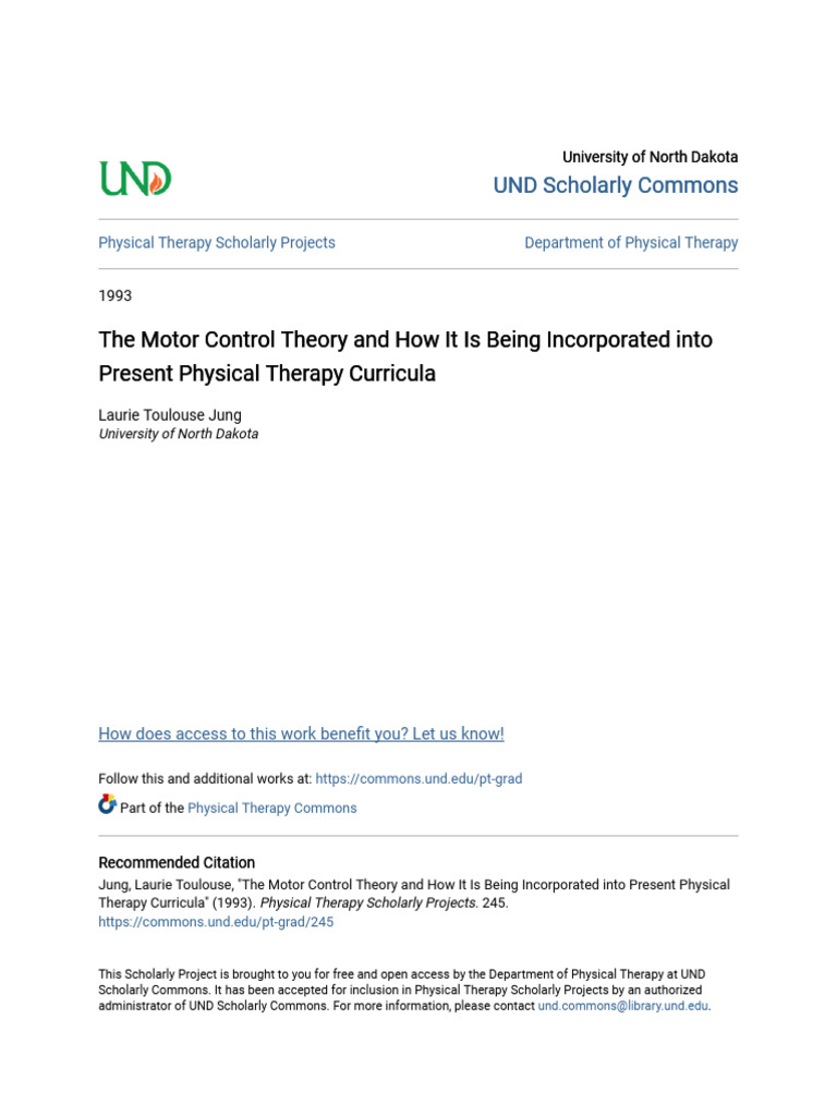The Motor Control Theory and How It Is Being Incorporated Into PR | PDF ...