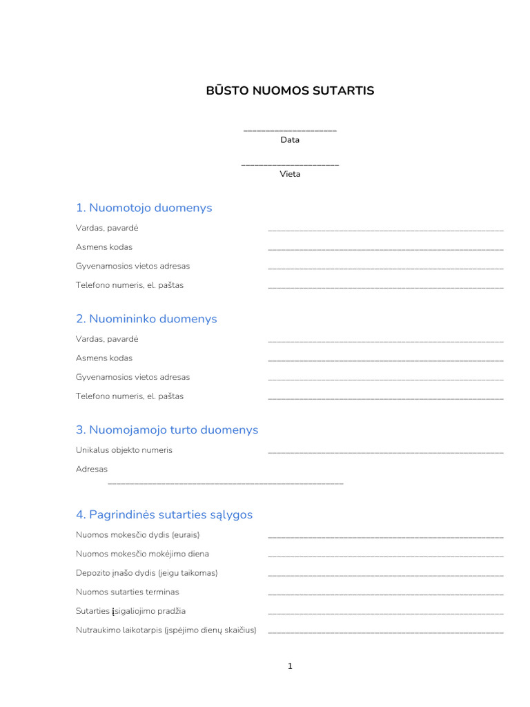 Buto Nuomos Sutartis | PDF