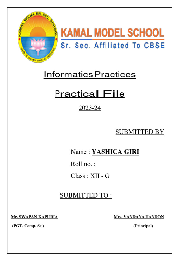 Yashica IP Practical | PDF | Integer (Computer Science) | Sql Yashica IP Practical | PDF | Integer (Computer Science) | Sql