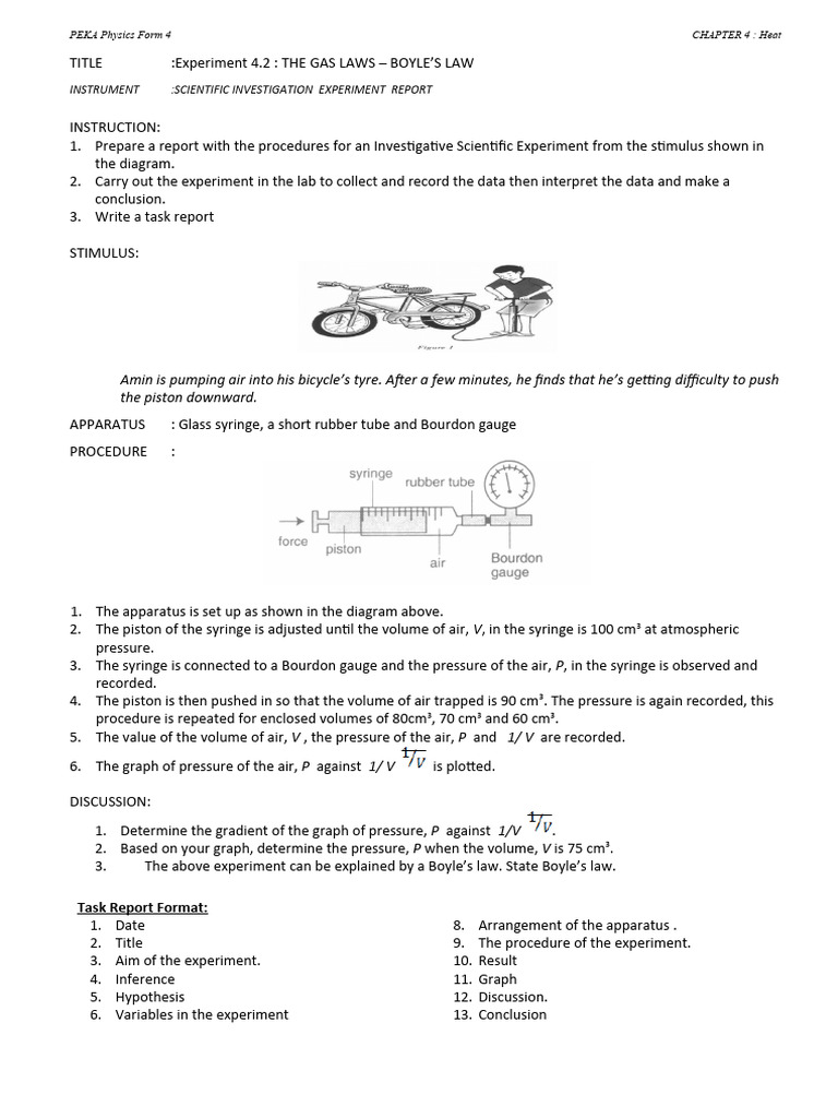 Exp 4 2 Gas Laws Boyles Law | PDF | Gases | Pressure