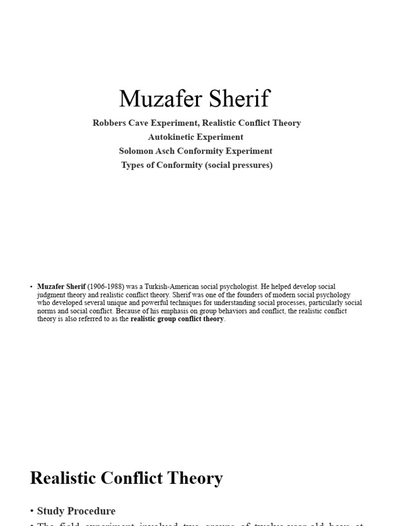 Muzafer Sherif | PDF | Conformity | Psychology