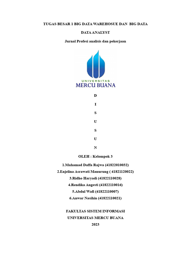 Tugas Besar 1 Big Data Warehosue Dan Big Data | PDF