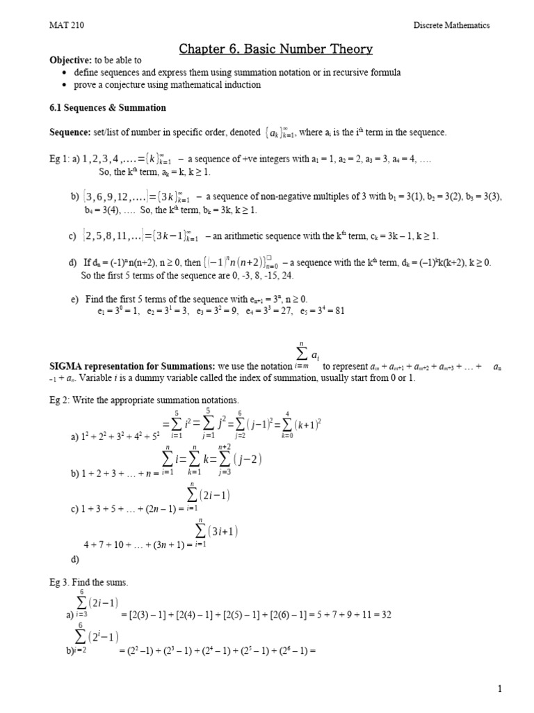 Chapter 6 Basic Number Theory Soln | PDF | Summation | Sequence