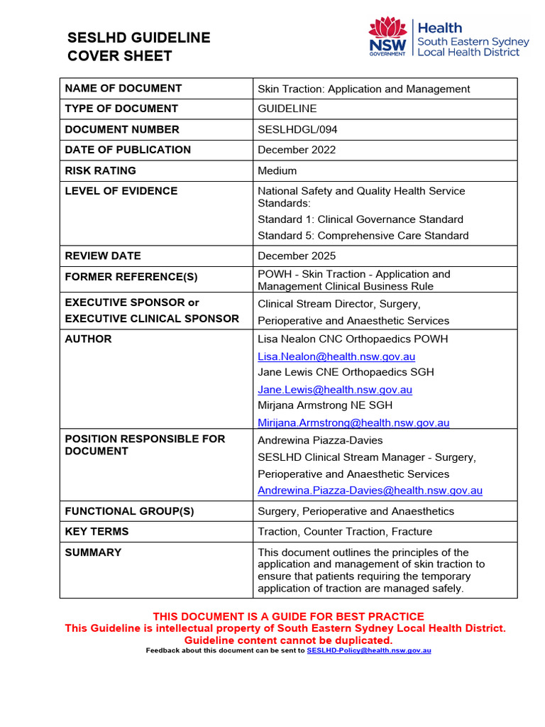 SESLHDGL 094 - Skin Traction Application and Management | PDF | Nursing ...