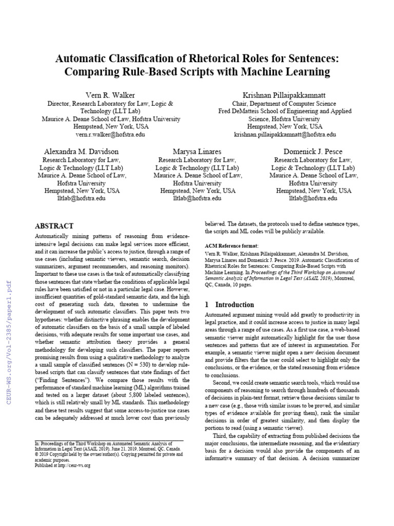 Automatic Classification of Rhetorical Roles For Sentences Comparing Rule-Based Scripts With ...
