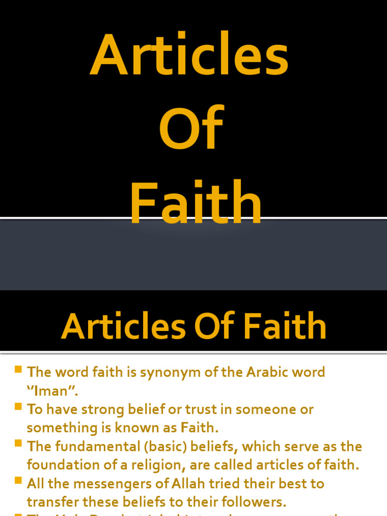 Articles of Faith | PDF | Prophets And Messengers In Islam | Tawhid