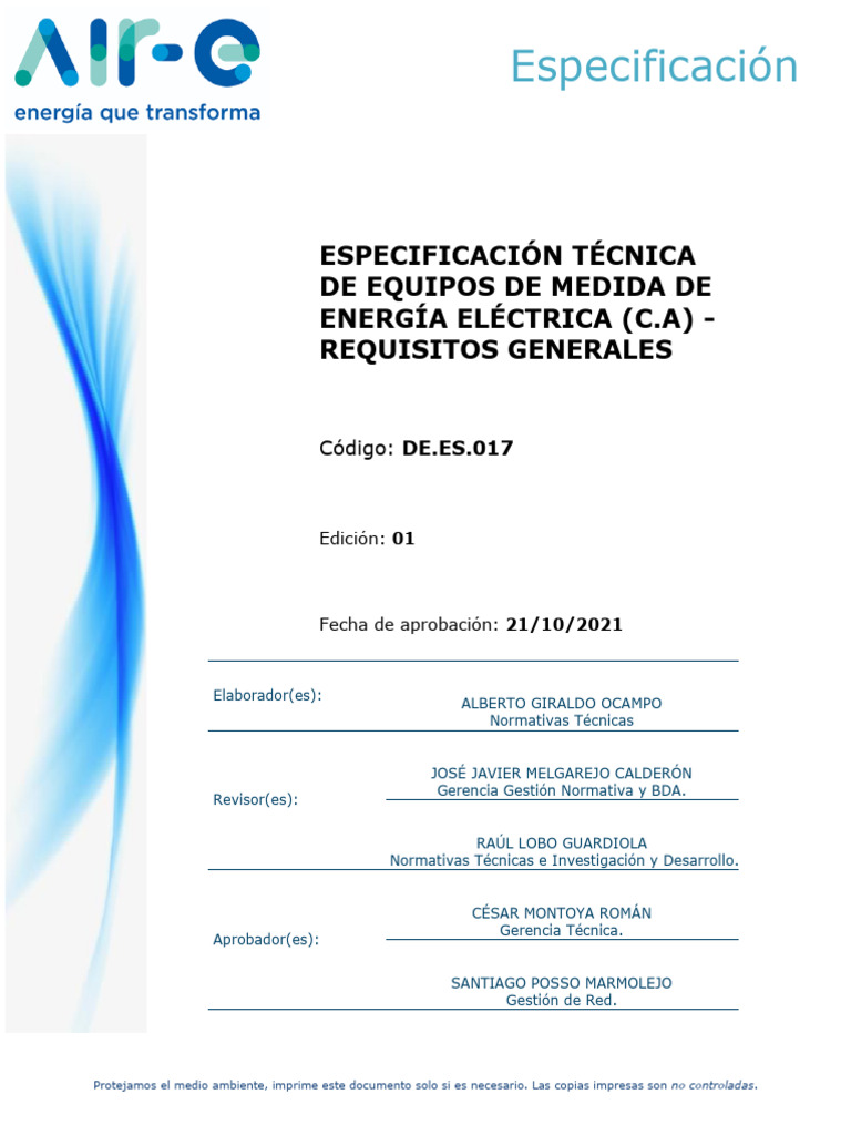 DE ES 017 Equipos de Medida de Energia Electrica | Descargar gratis PDF | Corriente eléctrica ...