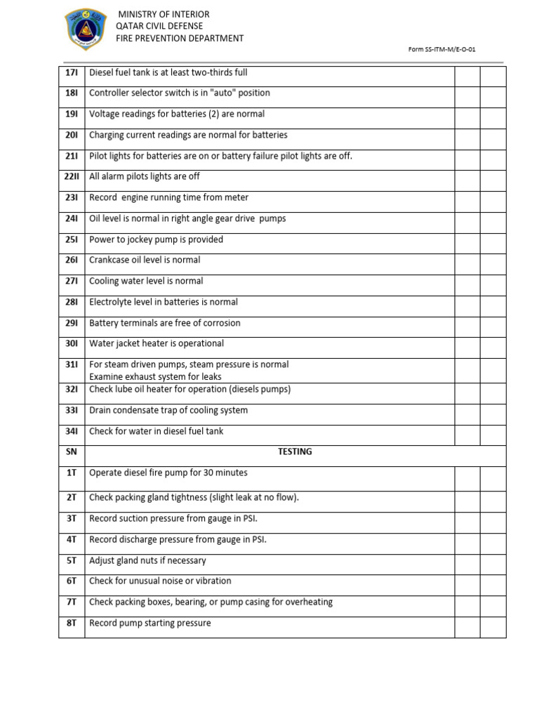 Form SS-ITM-M/E-O-01 | PDF | Pump | Diesel Engine
