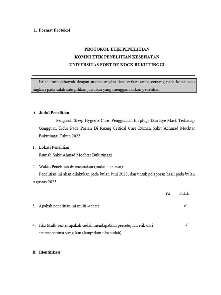 Formulir Protokol Etik-1 | PDF