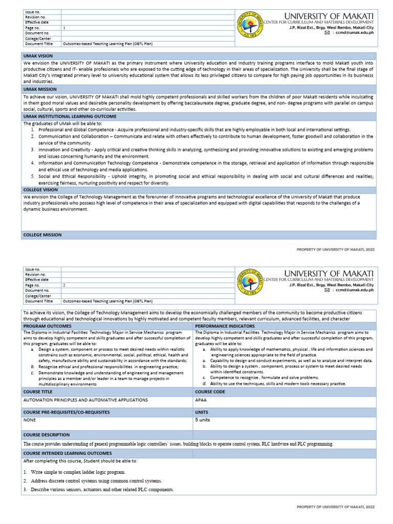 APAA Automation Principles and Automotive Applications | PDF ...