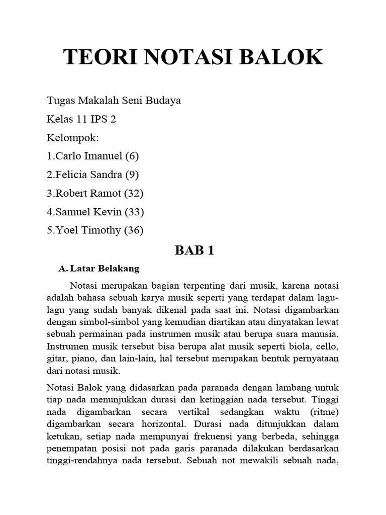 Pentingnya Notasi Balok dalam Musik | PDF