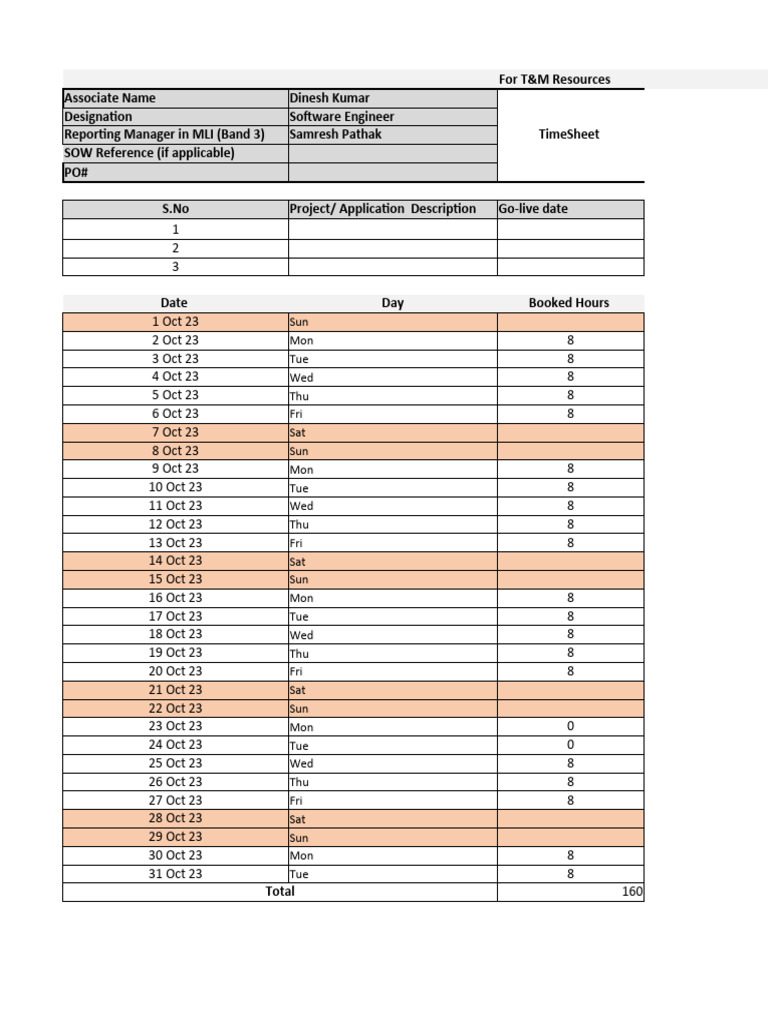 October Timesheet Template TM Resource Max Life | PDF | Computing