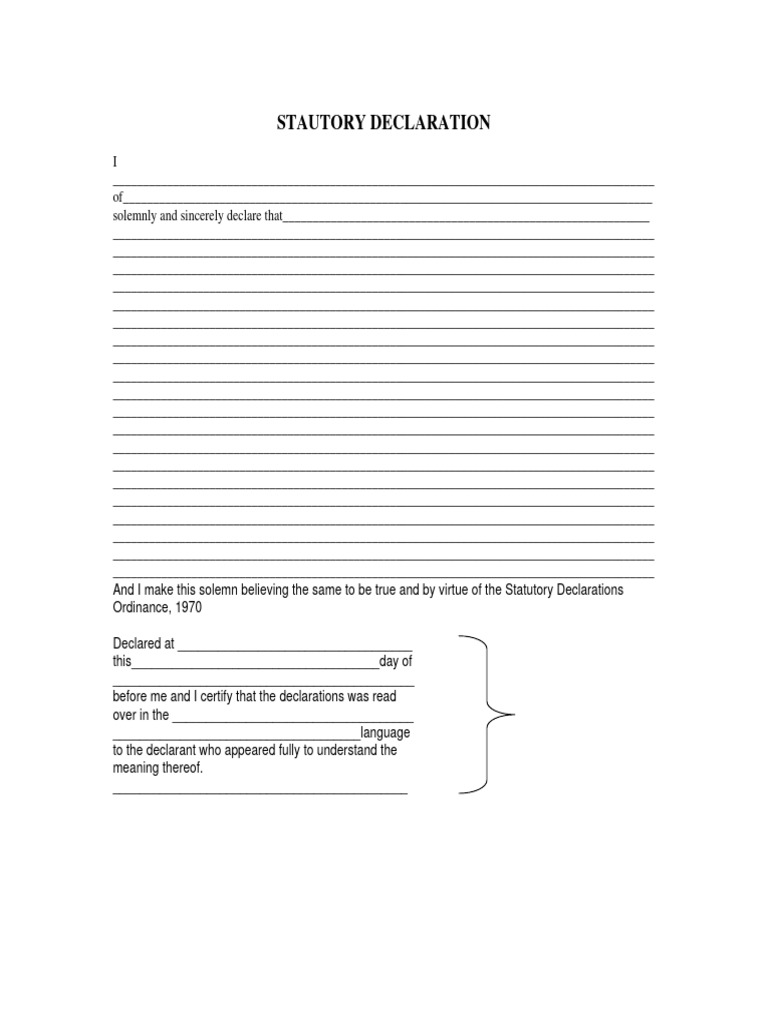 Statutory Declaration Form | PDF | Rules | Westminster System Governments