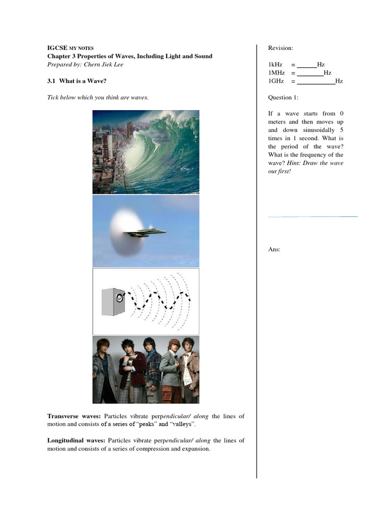 Chapter 3 IGCSE | PDF | Sound | Waves