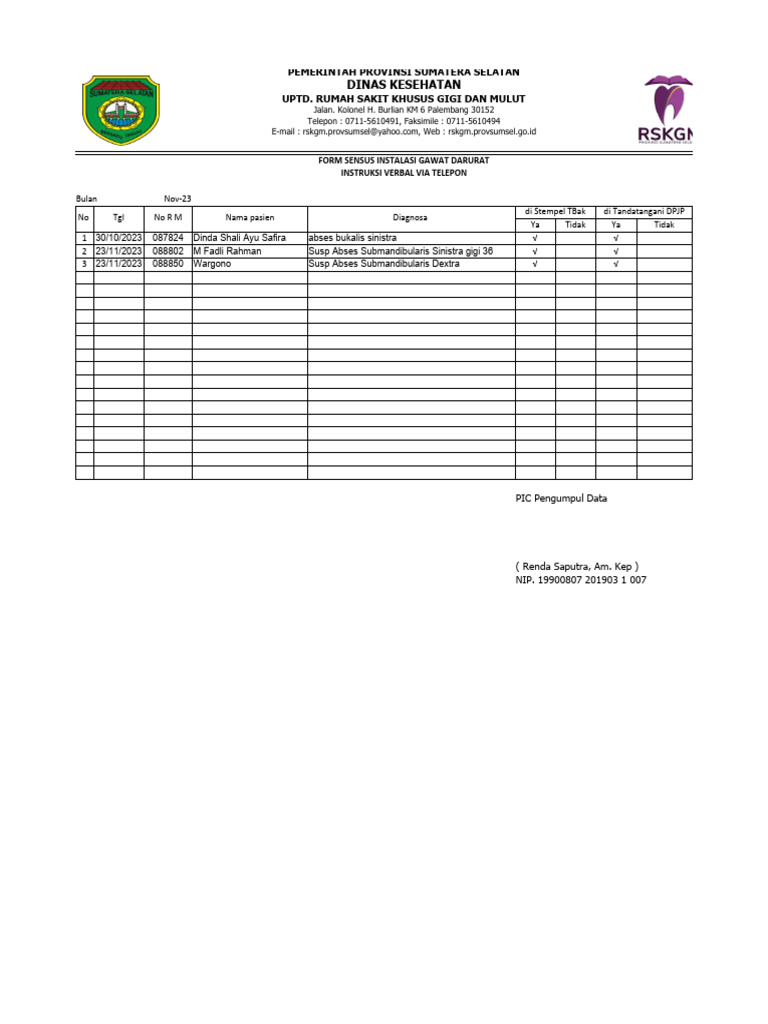 Laporan Sensus IGD Nov-23 | PDF