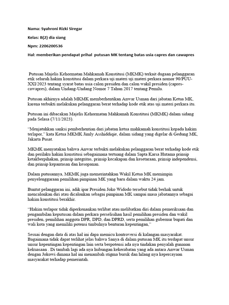 Tugas HTN | PDF | Hukum