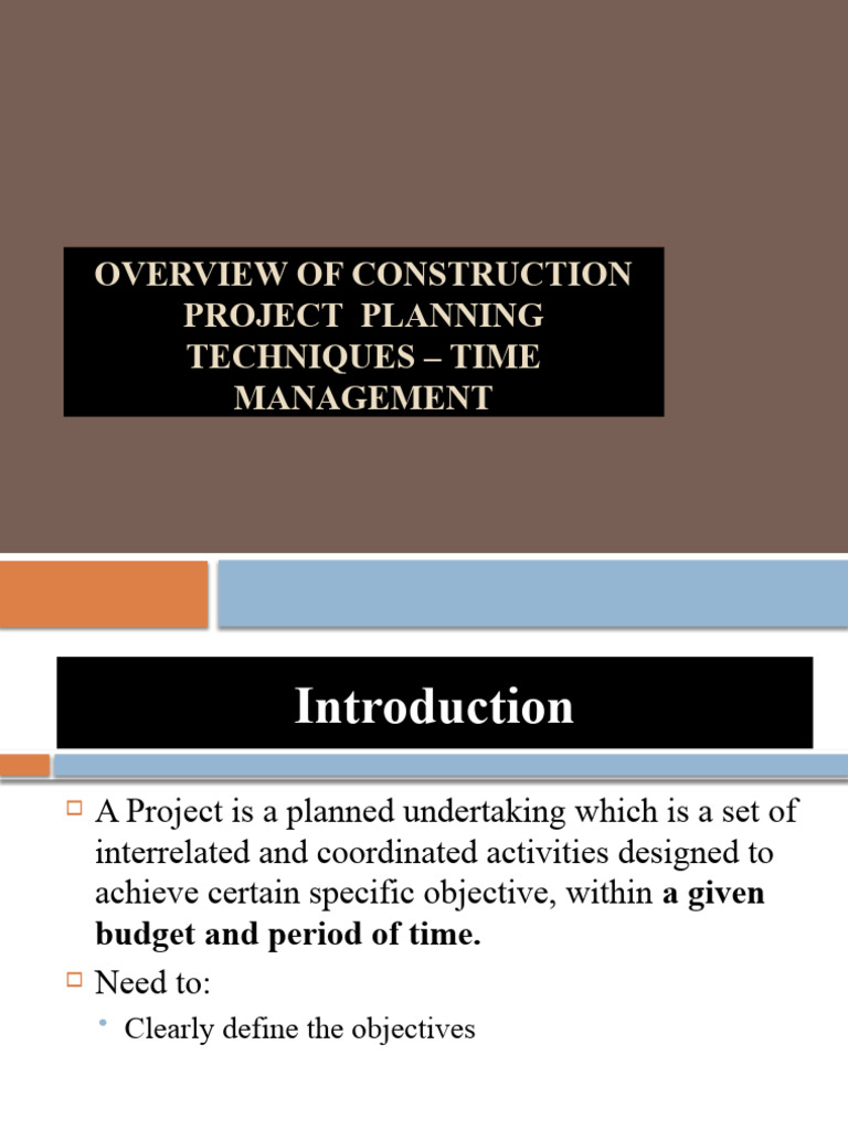 SC431 Lecture No. 6 - Introduction To Construction Planning Proc | PDF ...