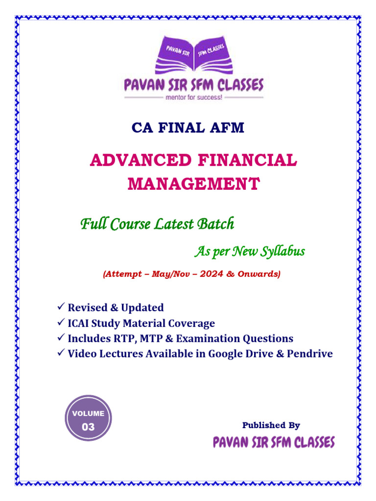 CA FINAL AFM ADVANCED FINANCIAL MANAGEMENT Pawan Sir Volume 03 | PDF | Bonds (Finance) | Yield ...