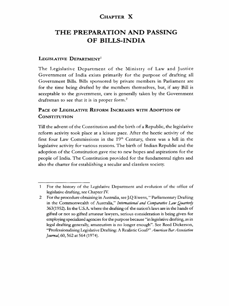 PR The Preparation and Passing of Bills India | PDF | Bill (Law) | Separation Of Powers