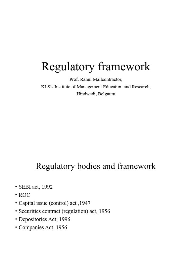 SEBI Regulatory Framework Overview | PDF | Securities (Finance) | Stocks