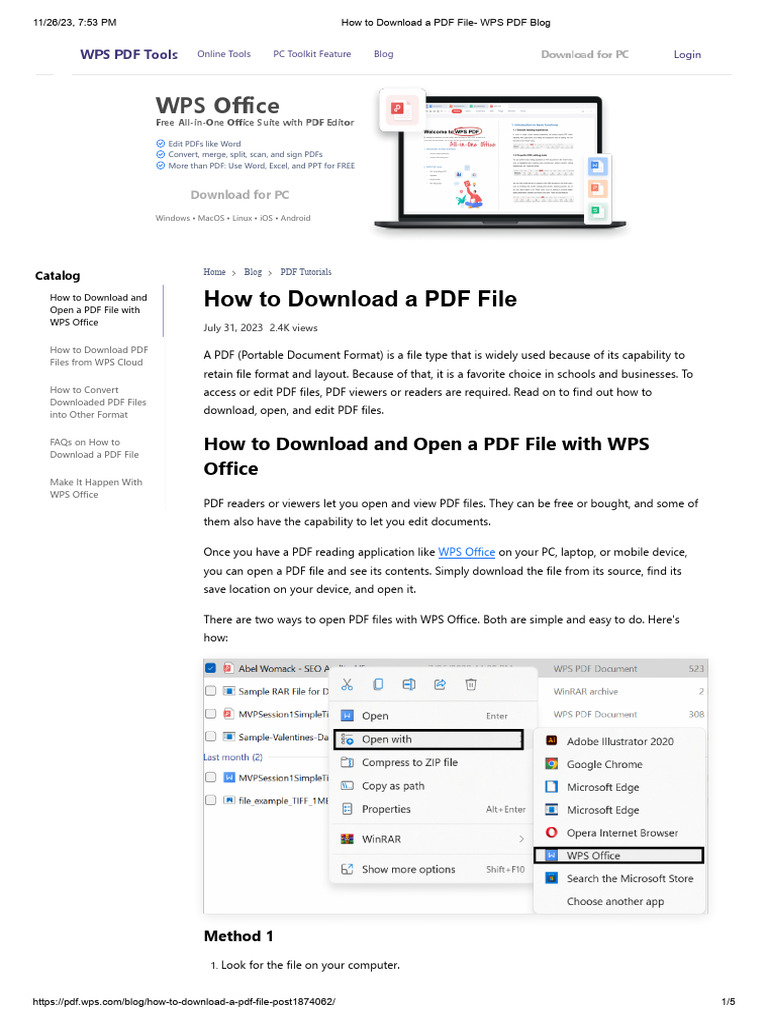 How To Download A PDF File - WPS PDF Blog | PDF | Computing | Software