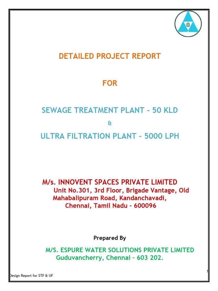 STP Design Report - Indiqube | PDF | Sewage Treatment | Water Treatment