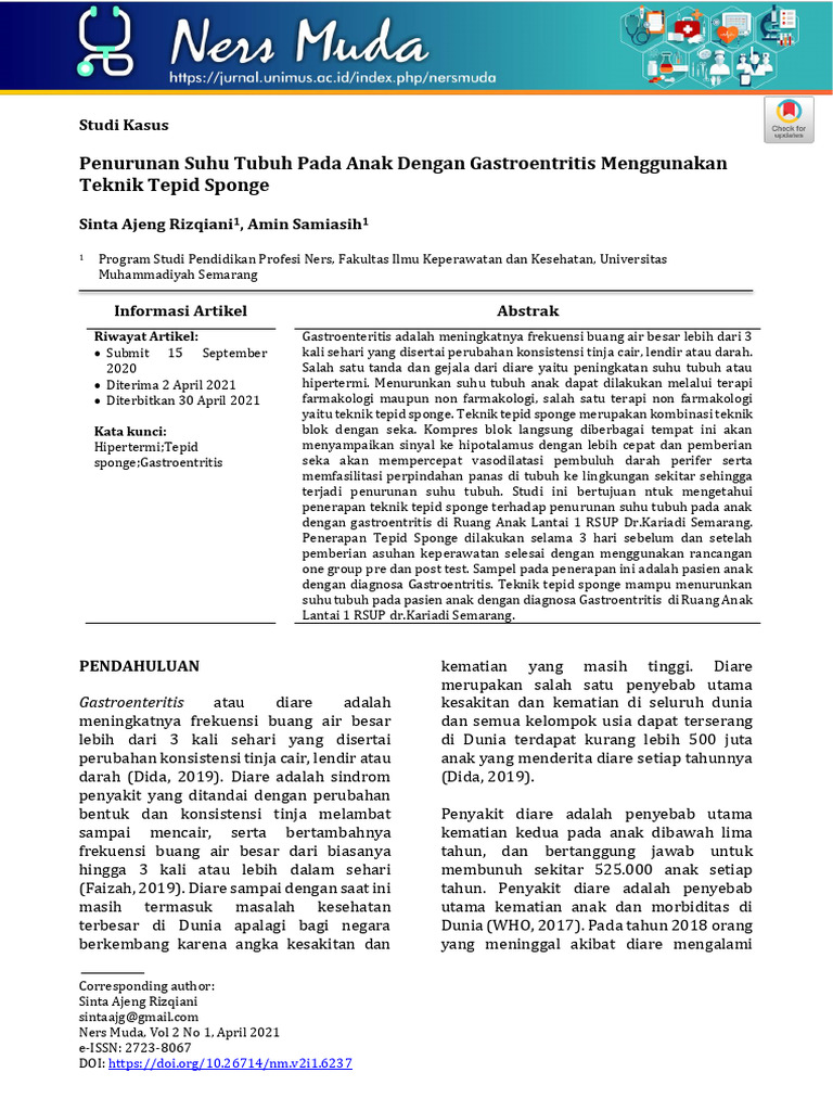 Penurunan Suhu Tubuh Pada Anak Dengan Gastroenteritis Menggunakan ...