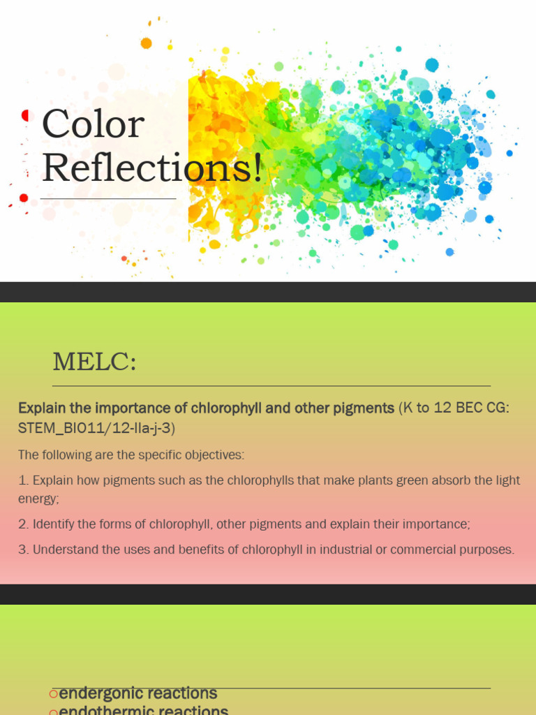 WEEK 2 Color Reflections | PDF | Chlorophyll | Light