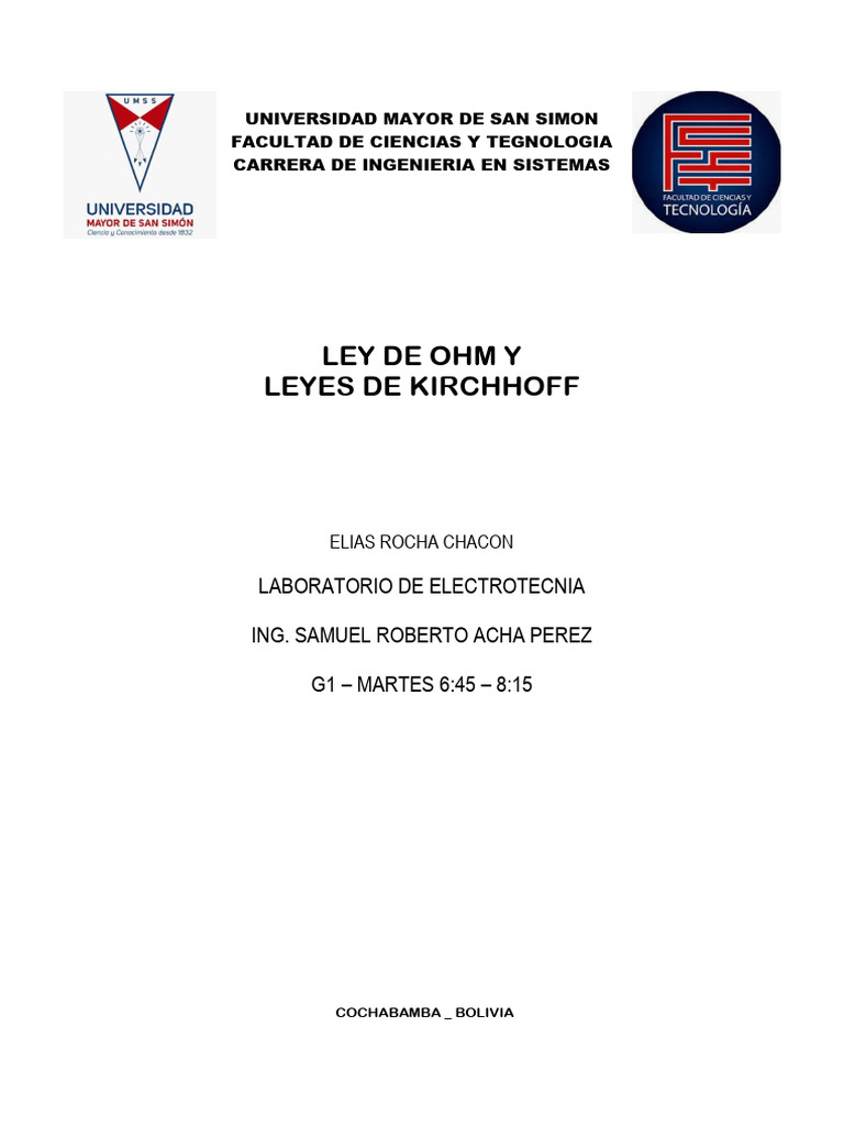 Informe Ley de Ohm Electrotec | PDF | Resistencia Eléctrica y Conductancia | Corriente eléctrica