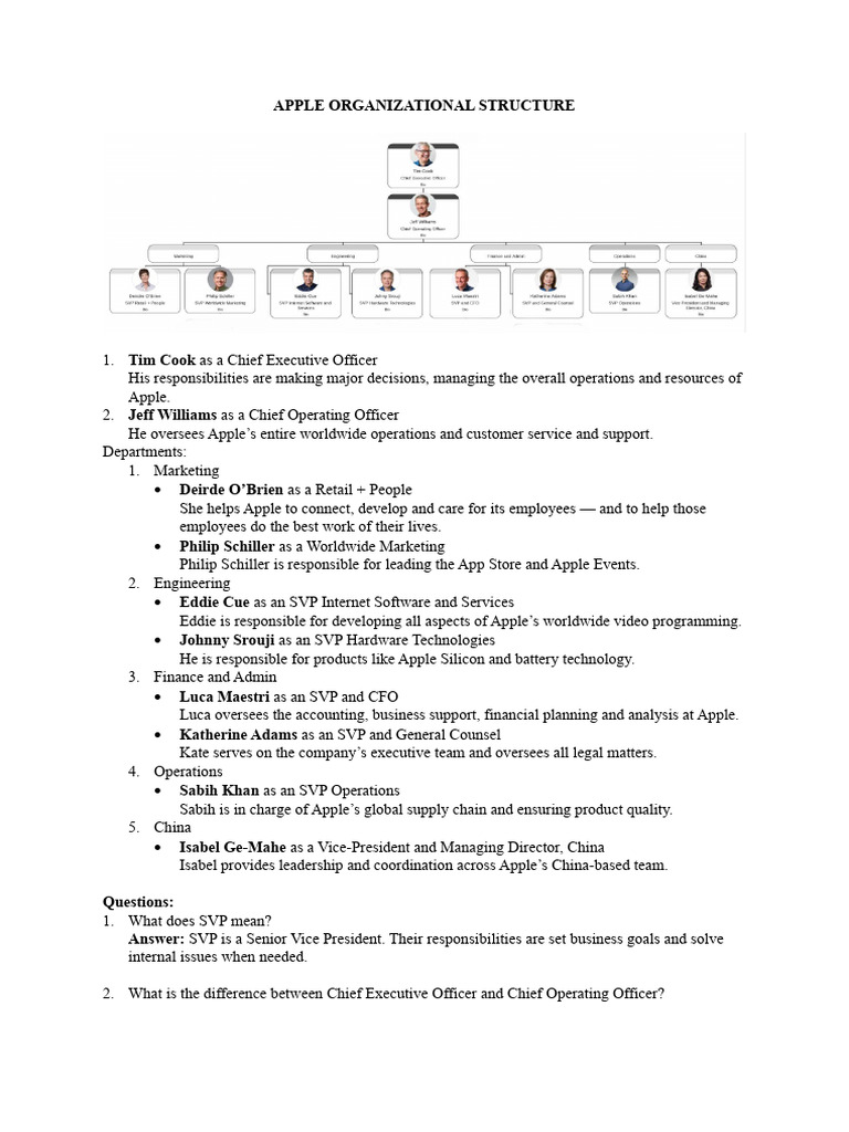 Apple Organizational Structure | PDF
