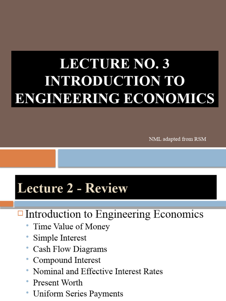 SC431 Lecture No. 3 - Introduction To Economic Comparisons | PDF | Internal Rate Of Return | Net ...