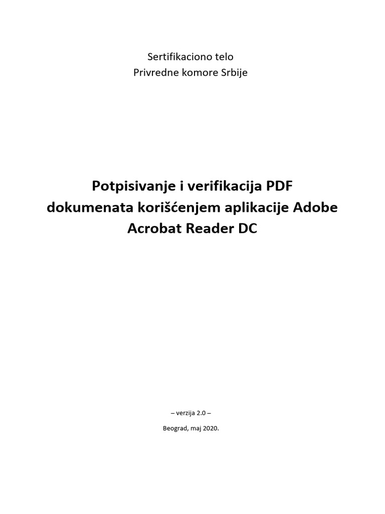 Potpisivanje I Verifikacija PDF Dokumenata Korišćenjem Aplikacije Adobe ...