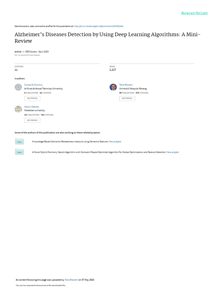 Alzheimers Diseases Detection by Using Deep Learn | PDF | Neuroimaging ...