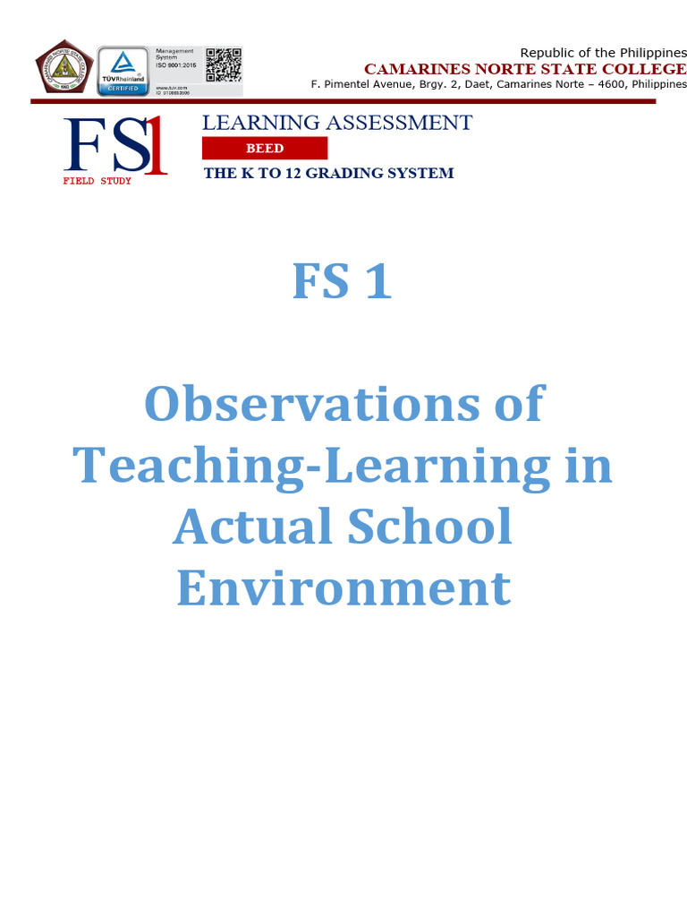 Final FS1 | PDF | Classroom | Learning