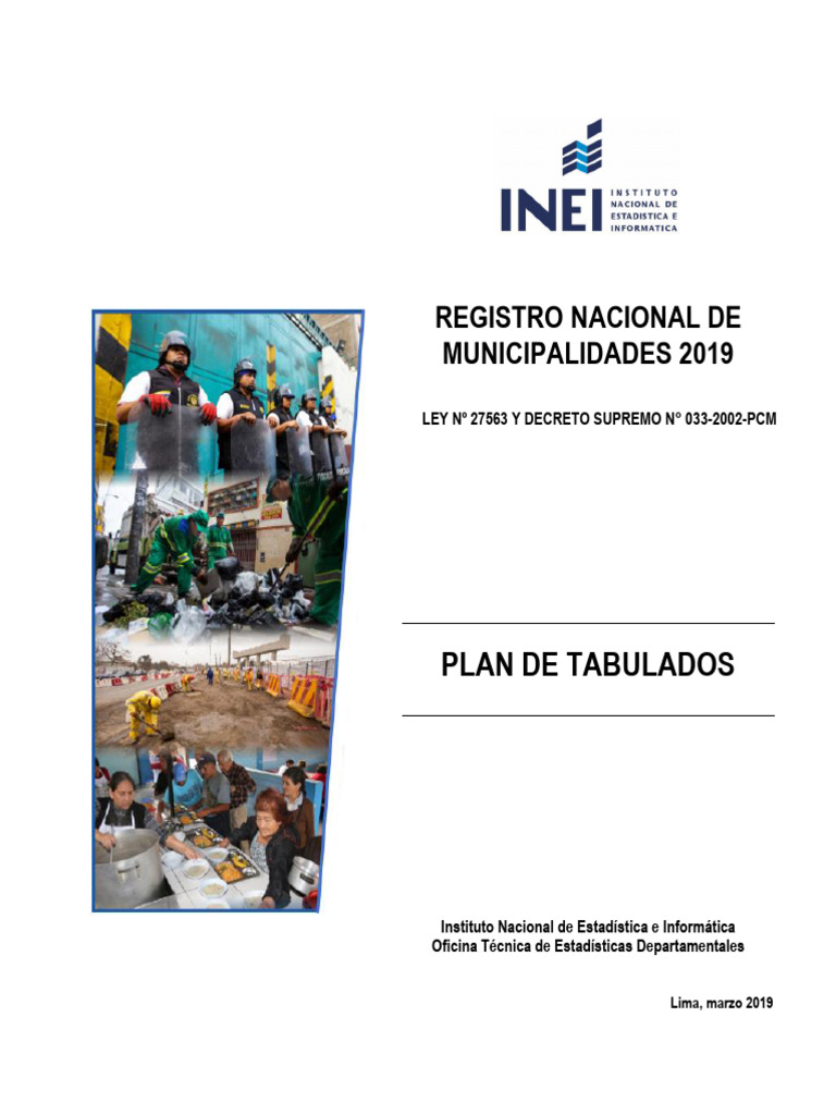 Plan de Tabulados Municipalidades 2019 | PDF | Gobierno local | Internet
