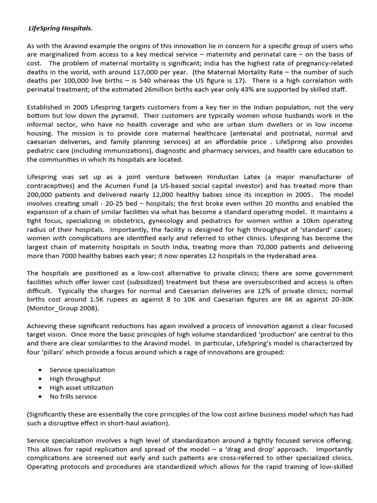 LifeSpring Hospitals | PDF | Maternal Death | Hospital