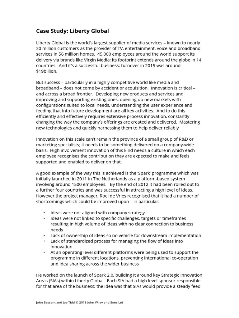 Case Study - Liberty Global | PDF | Innovation | Intellectual Property