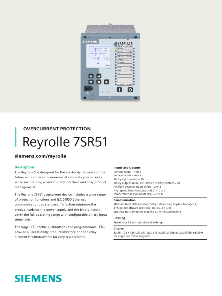 Reyrolle 7SR51 Overcurrent Protection Profile | PDF | Computer ...