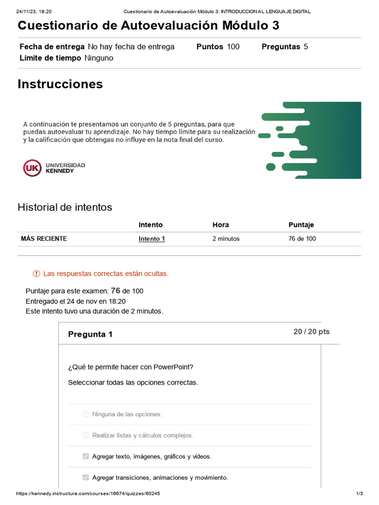 Cuestionario de Autoevaluación Módulo 3 - INTRODUCCION AL LENGUAJE DIGITAL-1 | Descargar gratis ...